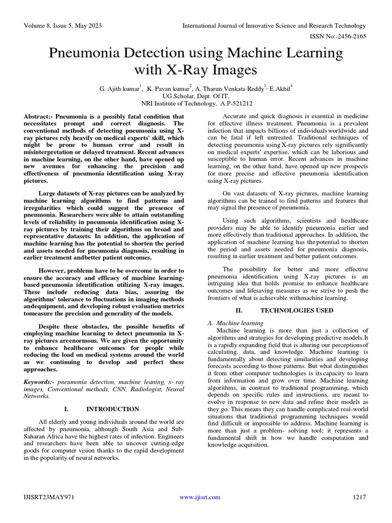 Pneumonia Detection Using Machine Learning With X-Ray Images | PDF ...