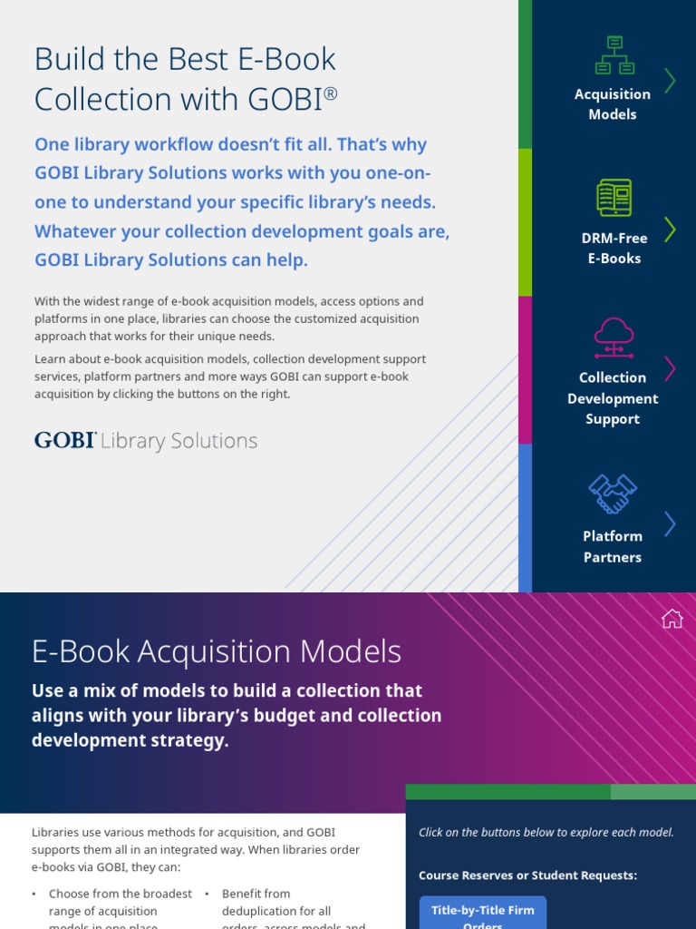 E Books in GOBI Product Guide | PDF | Libraries | Digital Rights Management