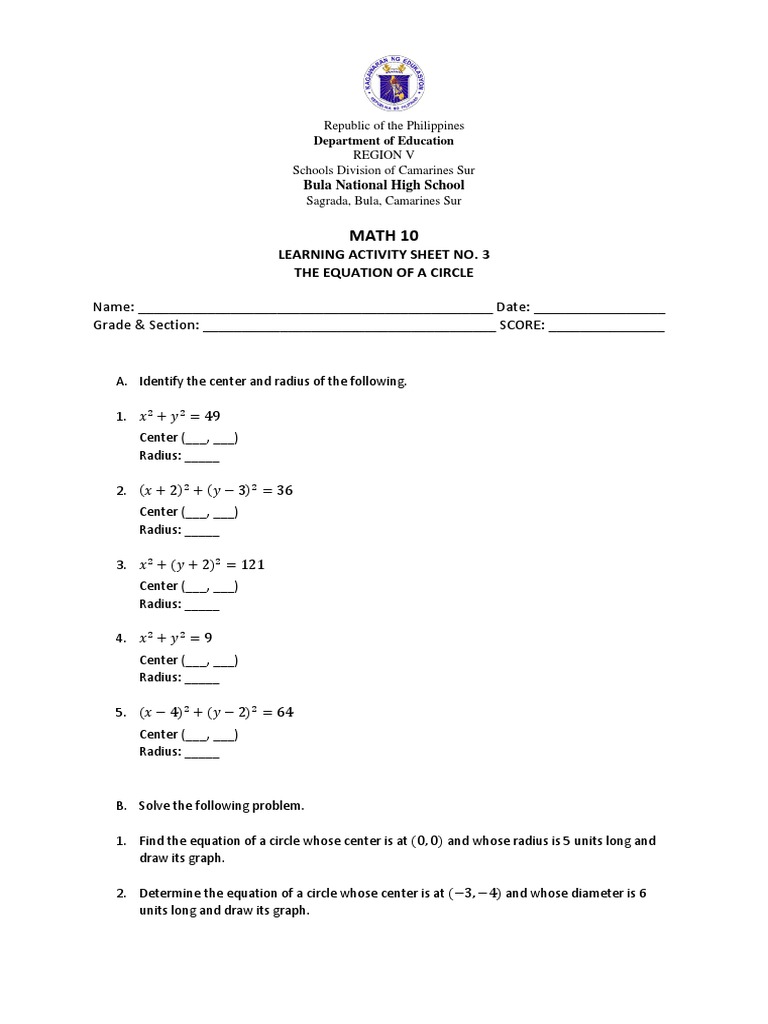 Las 3 Math 10 | PDF