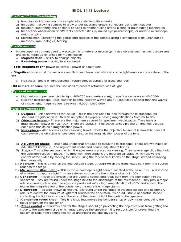Biol 1118 Lec Lab Reviewer | PDF | Staining | Bacteria Biol 1118 Lec Lab Reviewer | PDF | Staining | Bacteria