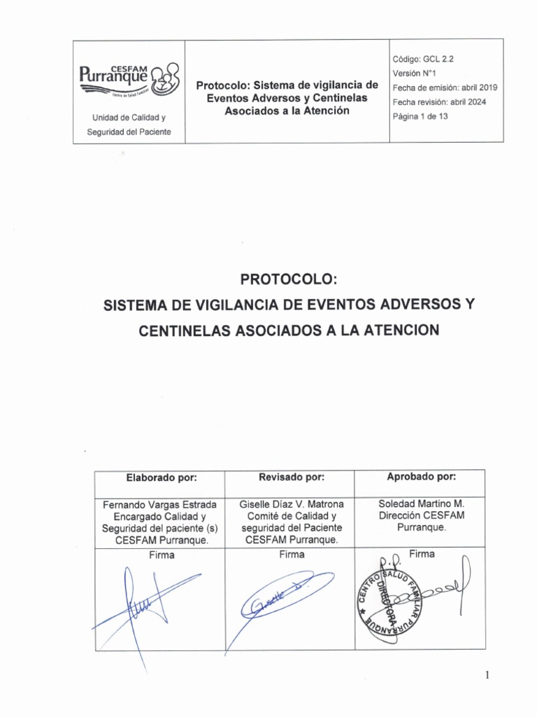 Gcl-2.2-Protocolo Evento Adverso | PDF