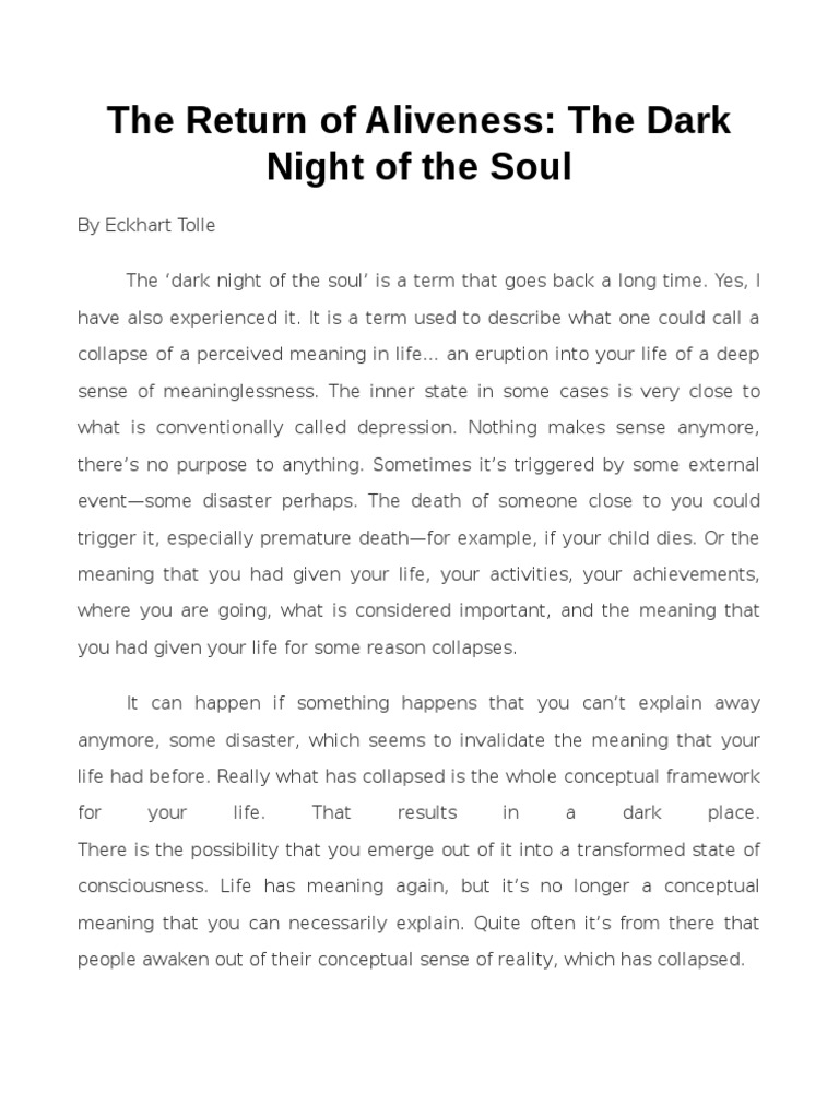 Dark Night Soul | Download Free PDF | Self | Experience