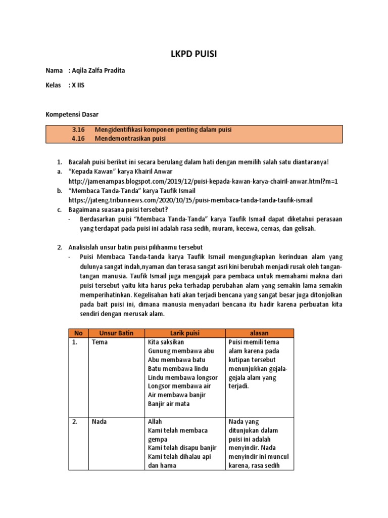LKPD Puisi | PDF | Puisi