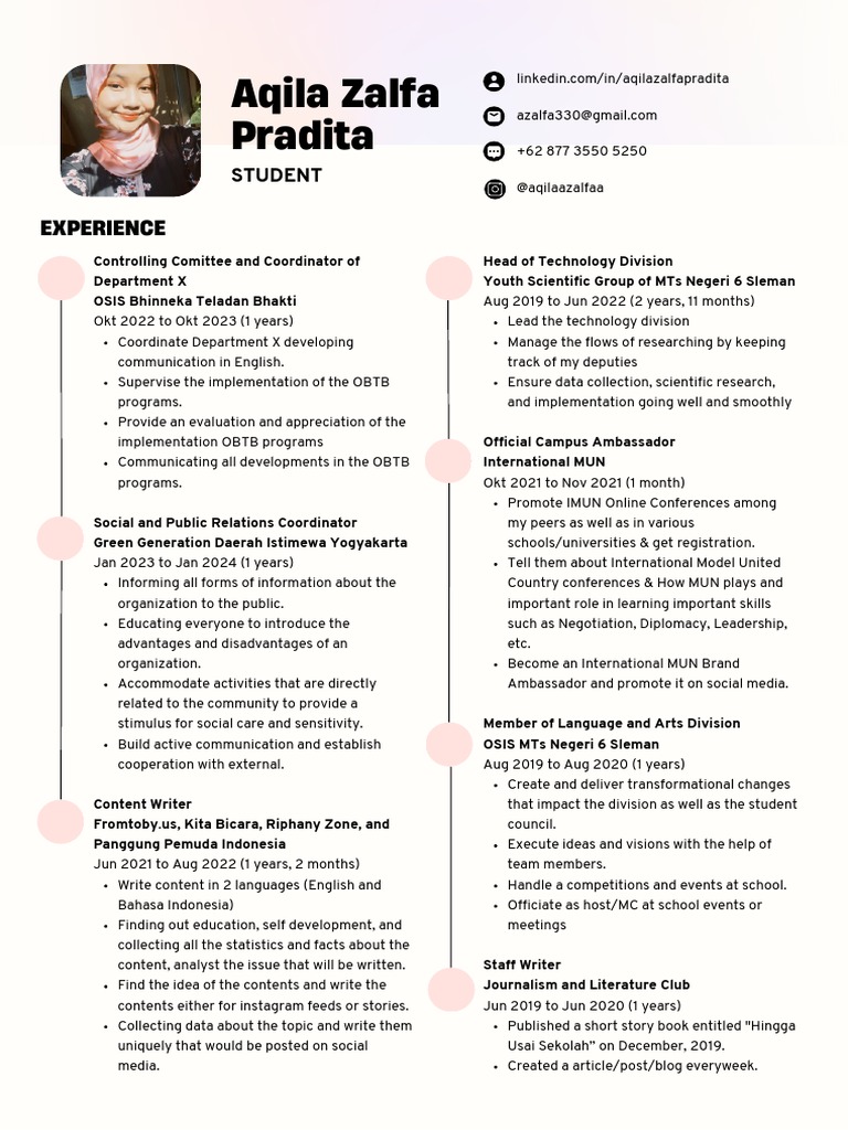 CV Aqila Fix | PDF | Cognition | Cognitive Science