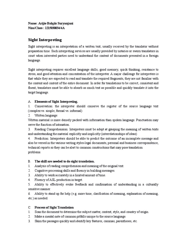 Sight Interpreting | PDF | Translations | Reading Comprehension