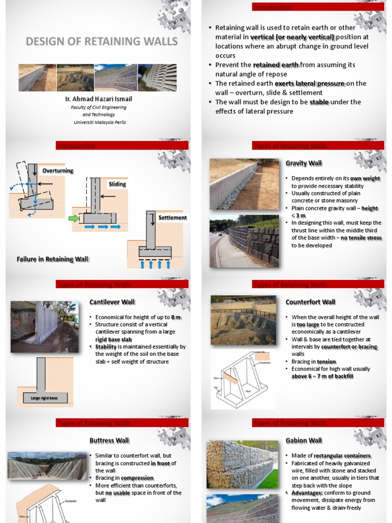 Types and Stability of Retaining Walls | PDF | Building Engineering | Mechanics