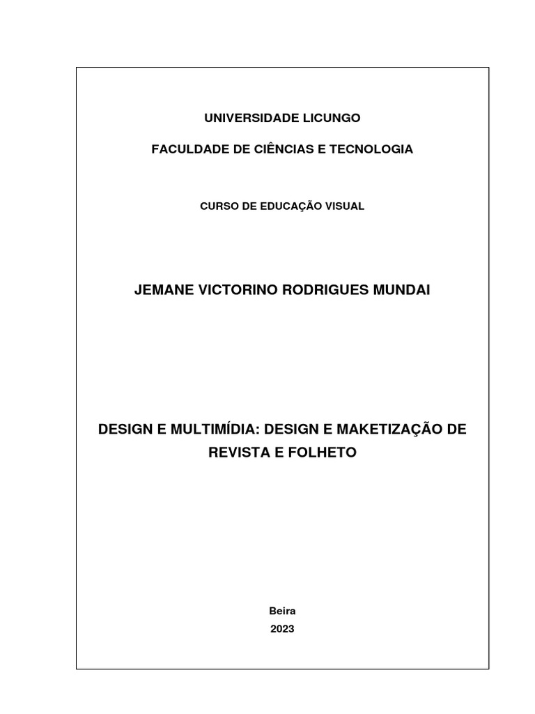 JEMANE MUNDAI-Exame de Conclusão | PDF | Esboço | Comunicação