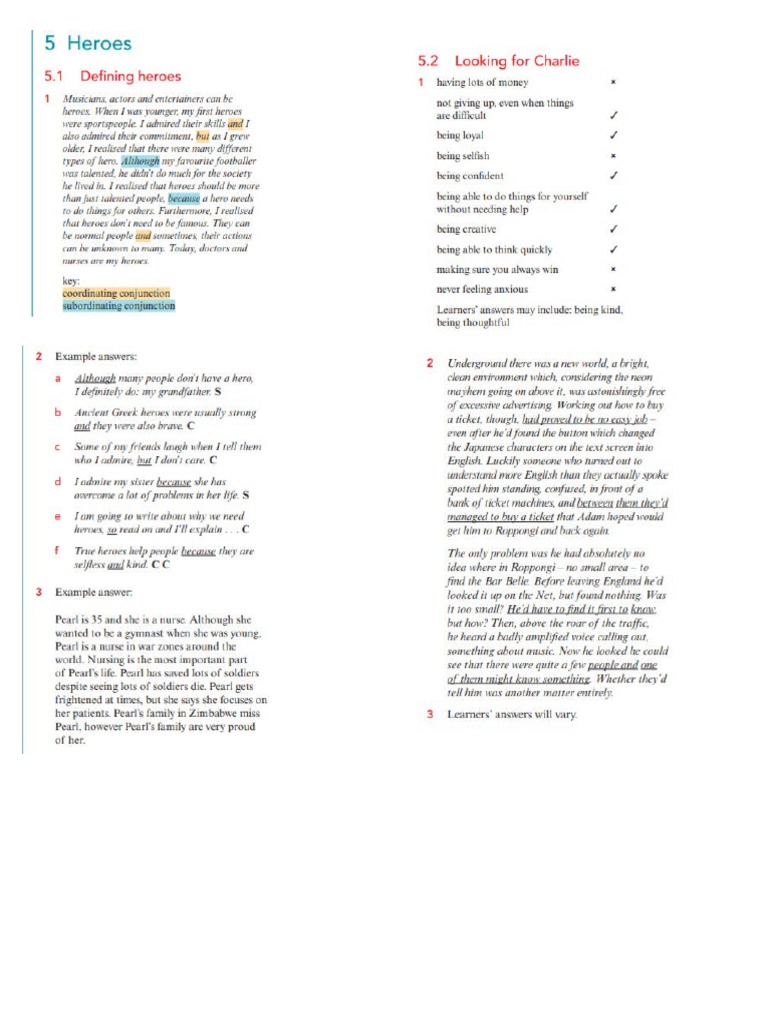 Chapter 5 Workbook Answer Key | PDF