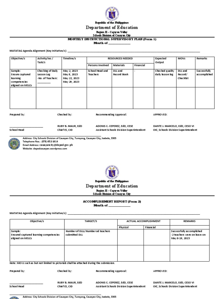 Monthly Instructional Supervisory Plan | PDF