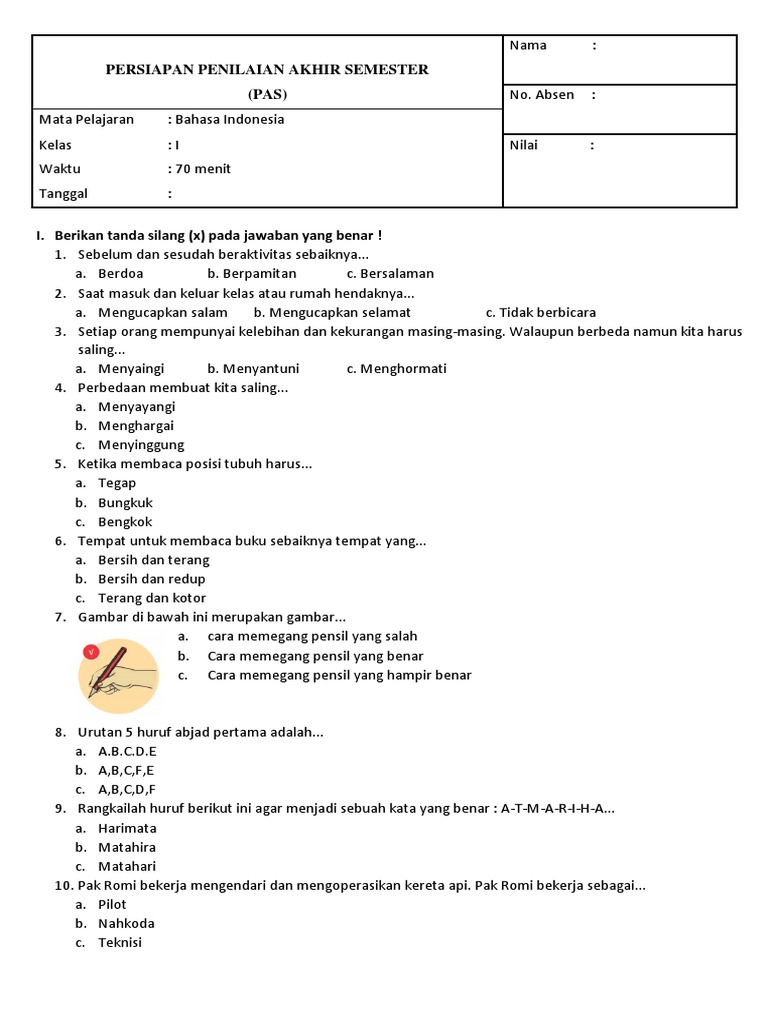 Pas Bindo Kelas 1 | PDF