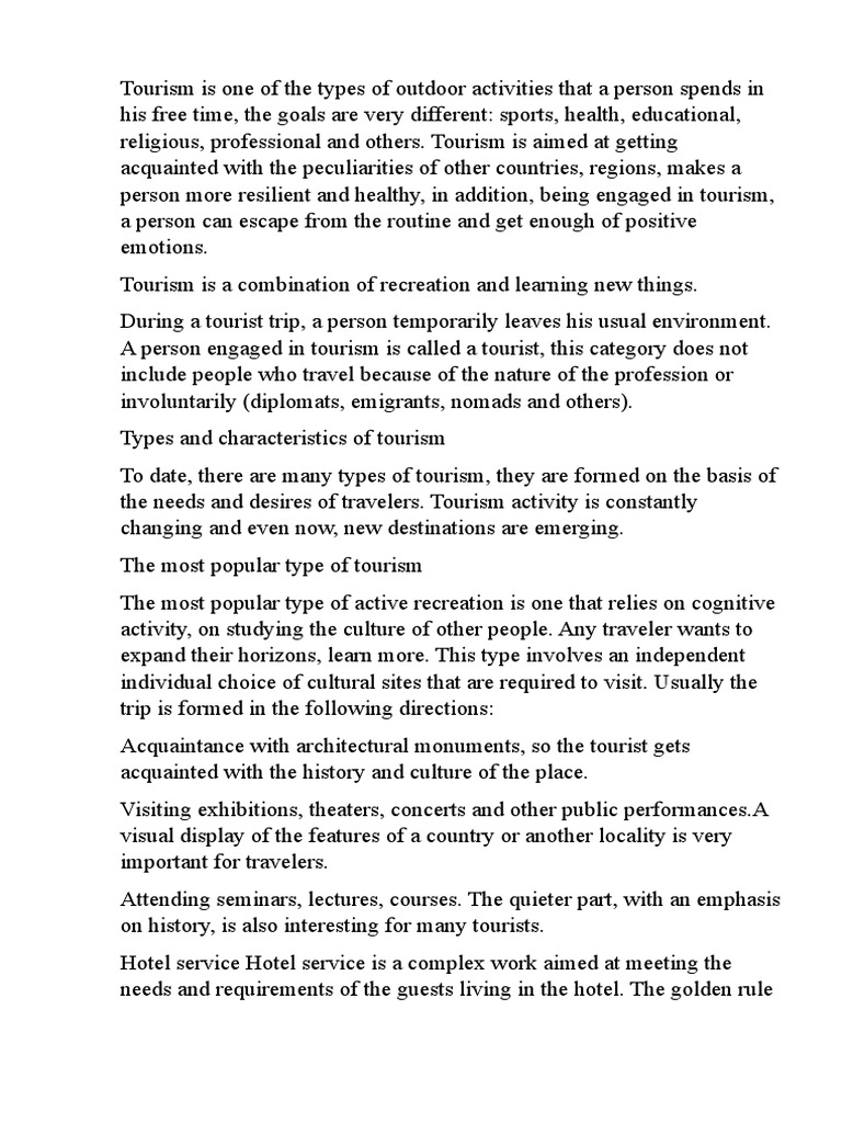 Topic 1. The Tourism and Hospitality Industry. Standards of Customer ...
