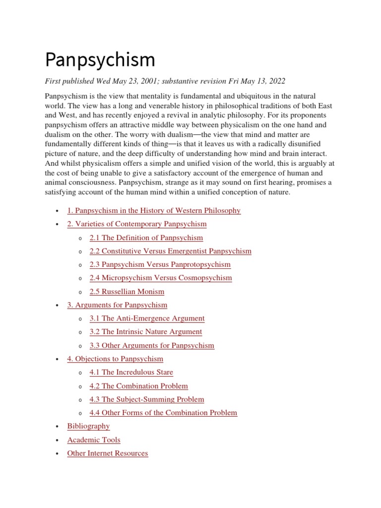 Panpsychism | PDF | Consciousness | Mind