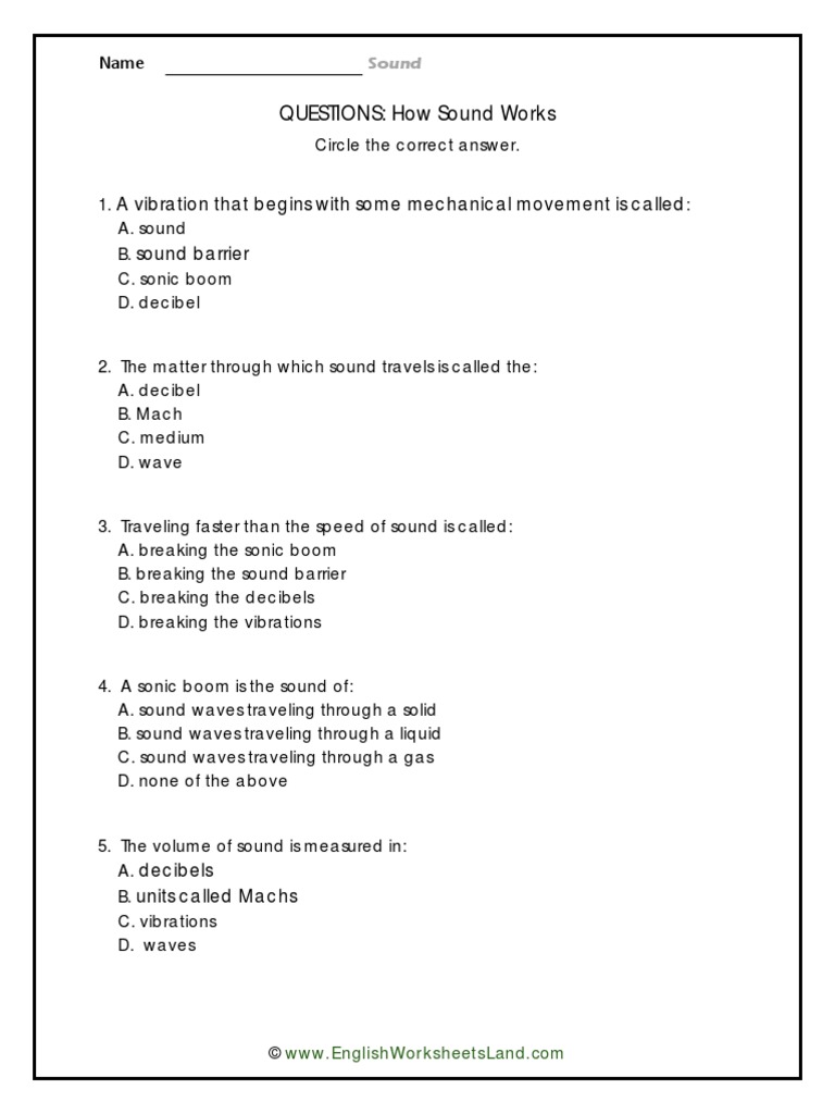 QUESTIONS: How Sound Works: A Vibration That Begins With Some ...