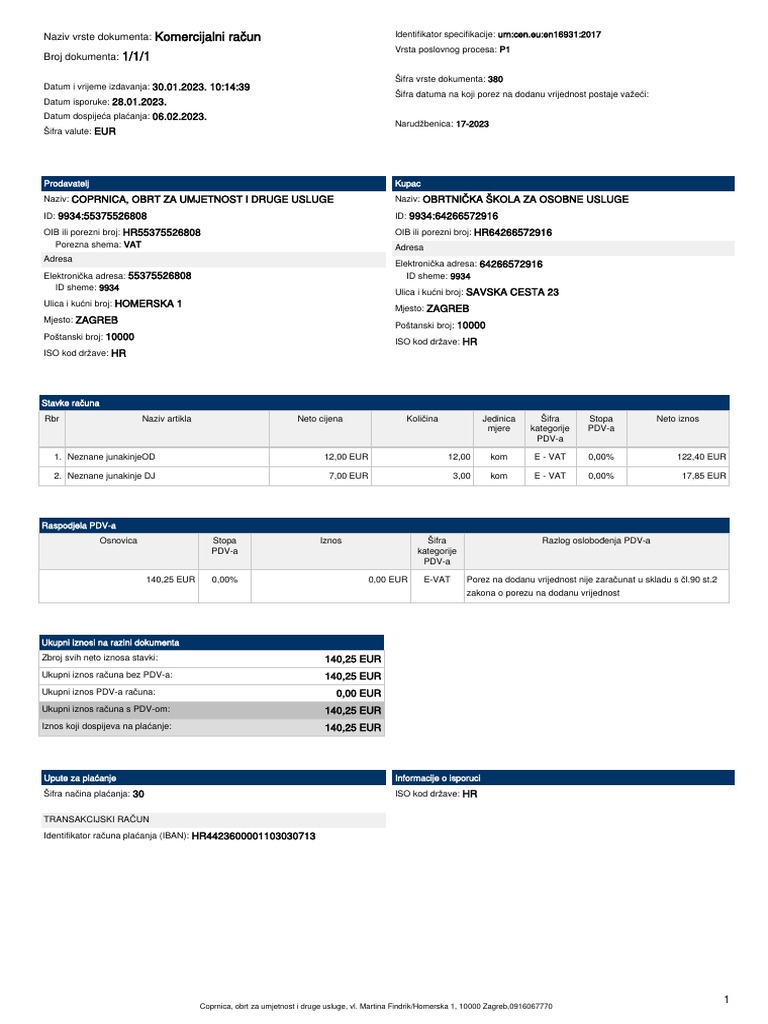 Komercijalni Račun 1/1/1: Prodavatelj Kupac | PDF
