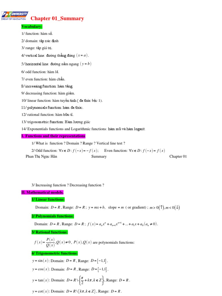 Mae101 Su2023 Chapter 1 Summary Pdf Function Mathematics Arithmetic