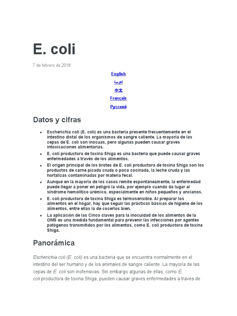 E Coli | PDF | Escherichia coli | Seguridad alimenticia