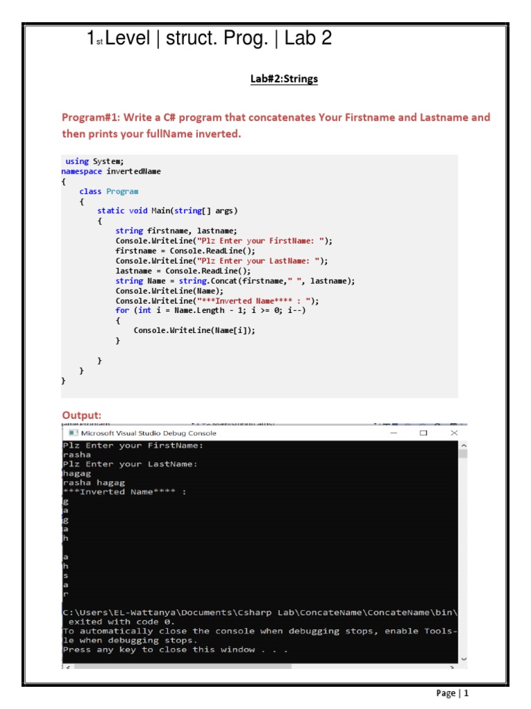 Lab2 - Strings | PDF | C Sharp (Programming Language) | String (Computer Science)
