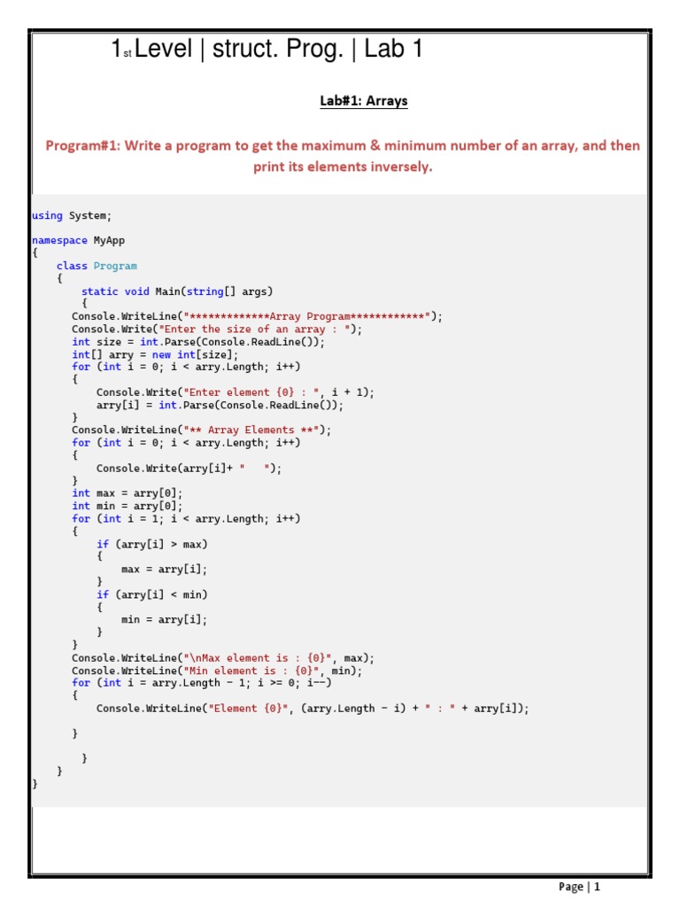 Lab1 - Array | PDF | Linear Algebra | Mathematical Objects Lab1 - Array | PDF | Linear Algebra | Mathematical Objects