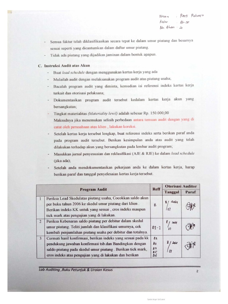 21.resti Rahayu - Audit Piutang | PDF