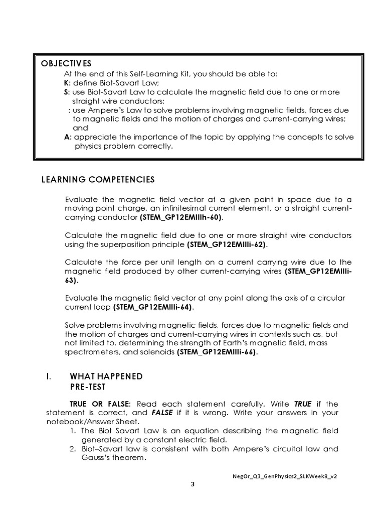 GENERAL PHYSICS 2 Q3 Biot Savart Law and Amperes Law | PDF | Magnetic ...