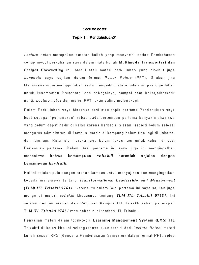 Contoh Lecture Notes | PDF