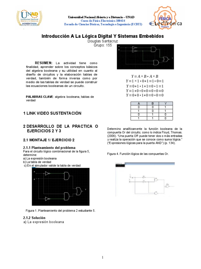 Tarea 3 Douglas Santacruz | PDF | Electrónica | Álgebra de Boole