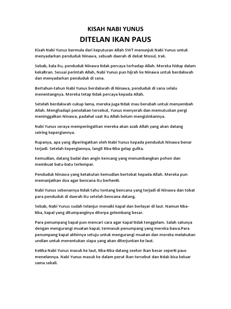 Kisah Nabi Yunus | PDF
