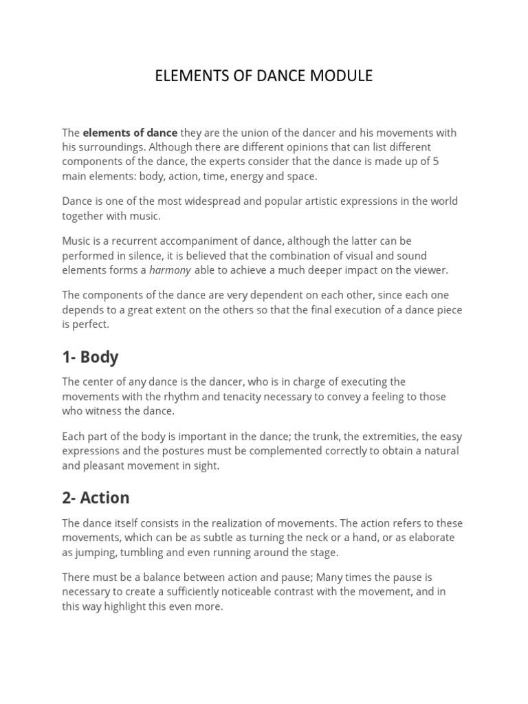 Elements of Dance Module | PDF | Dances | Rhythm