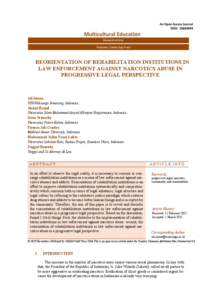 Reorienting Rehab for Narcotics Law | PDF | Drug Rehabilitation ...