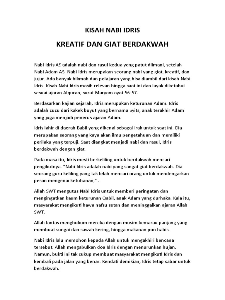 Kisah Nabi Idris | PDF | Perjalanan | Sejarah