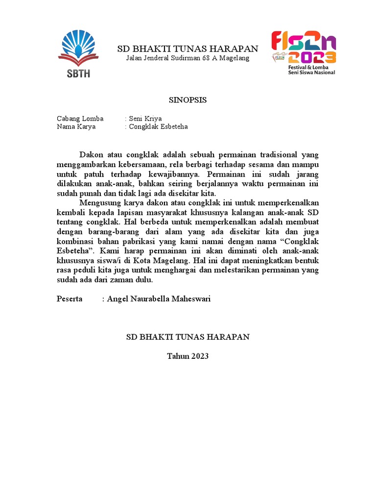 Fls2n - Sinopsis Kriya | PDF