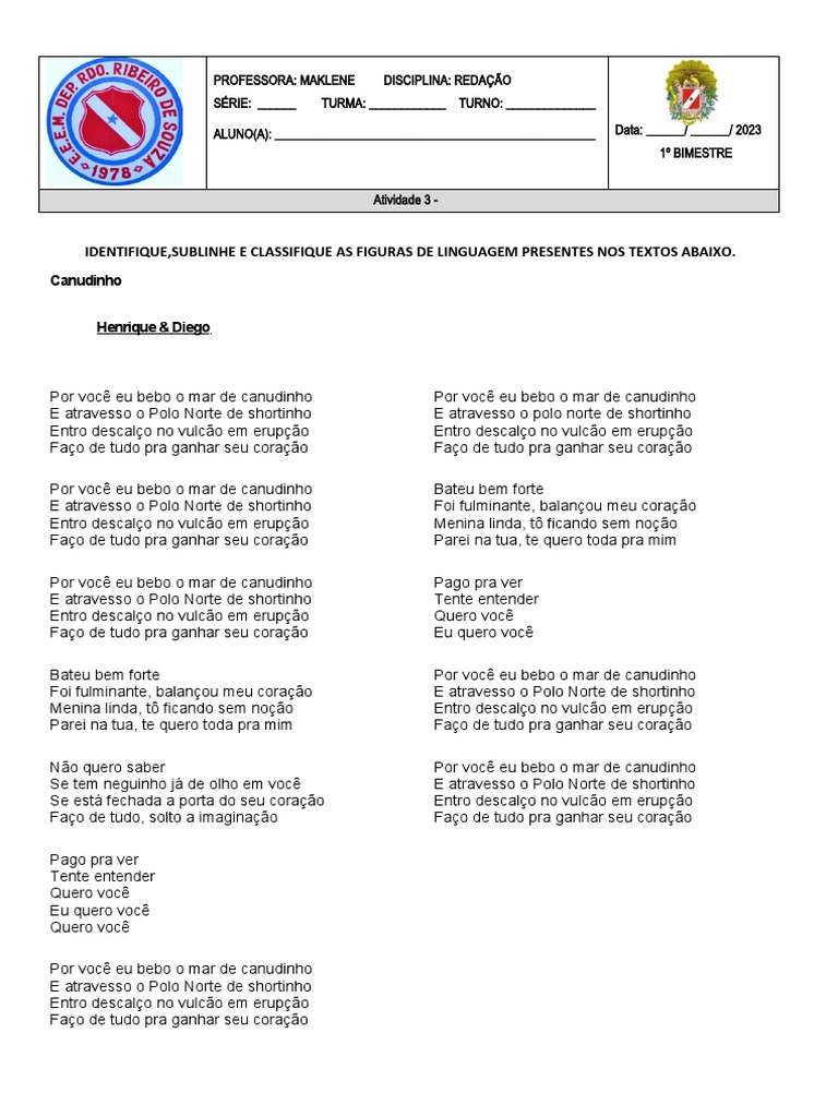 Atividade Complementar 2 - Figuras de Linguagem | PDF