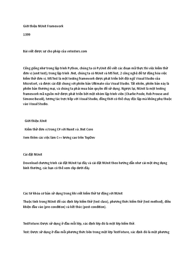 NUnit Framework | PDF