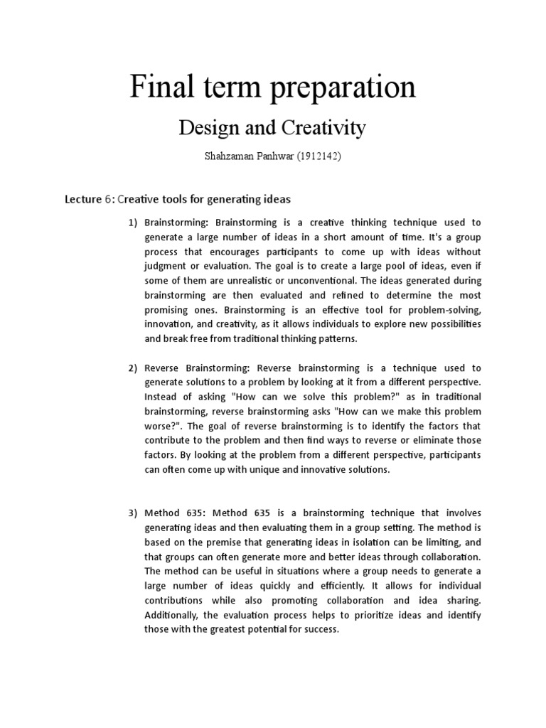 D&C - Final Prep | PDF | Decision Making | Brainstorming