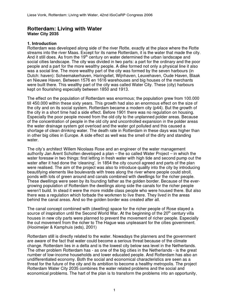 Rotterdam's Water City 2035 Plan | PDF | Economic Inequality ...
