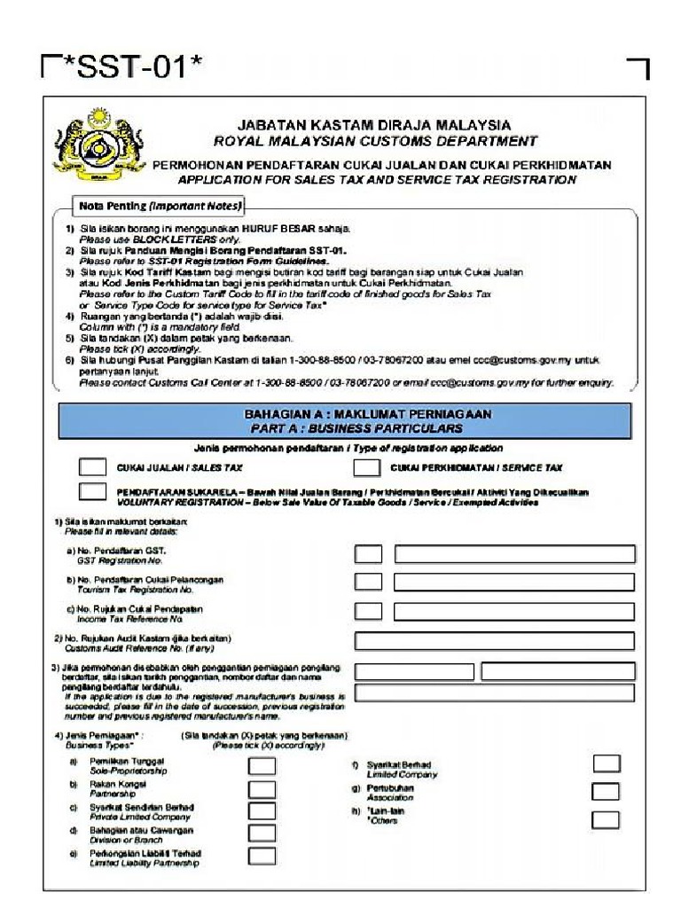 Borang sst-01 | PDF