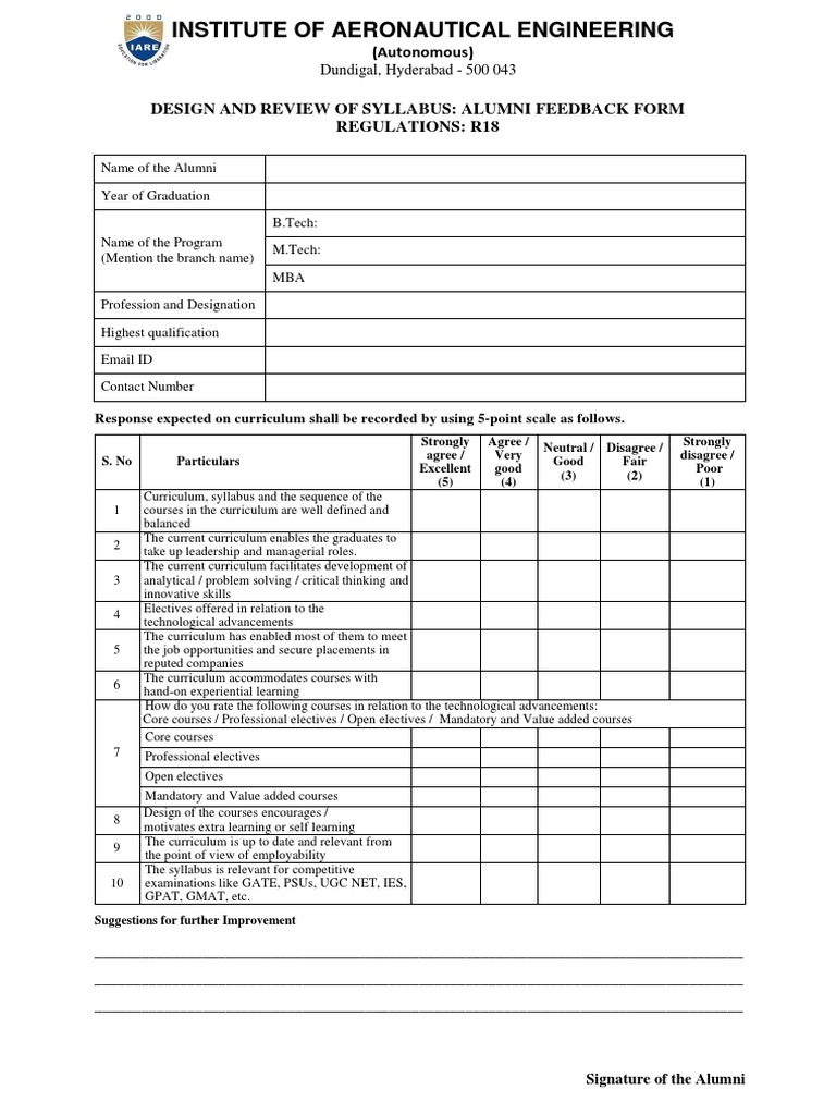 Alumni Feedback Form r18 | Download Free PDF | Curriculum | Learning