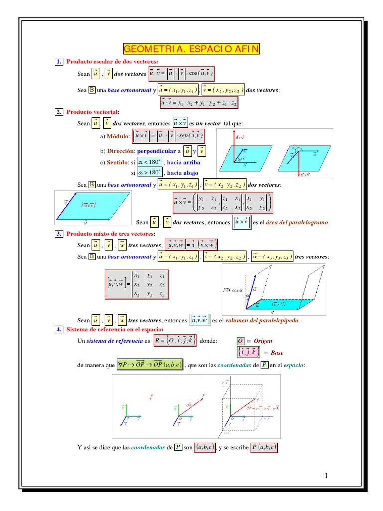 0 Geometría Espacio Afín Teoría Pdf Vector Euclidiano Geometria
