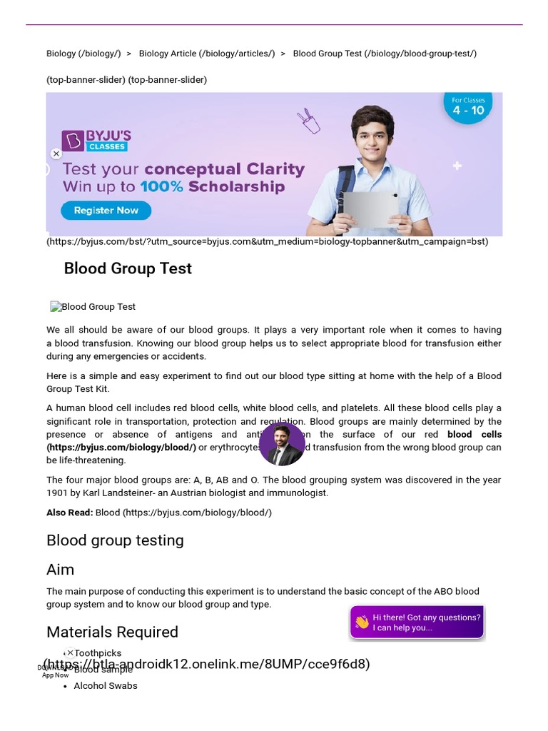 Blood Group Testing - An Experiment To Determine The Blood Group | PDF ...