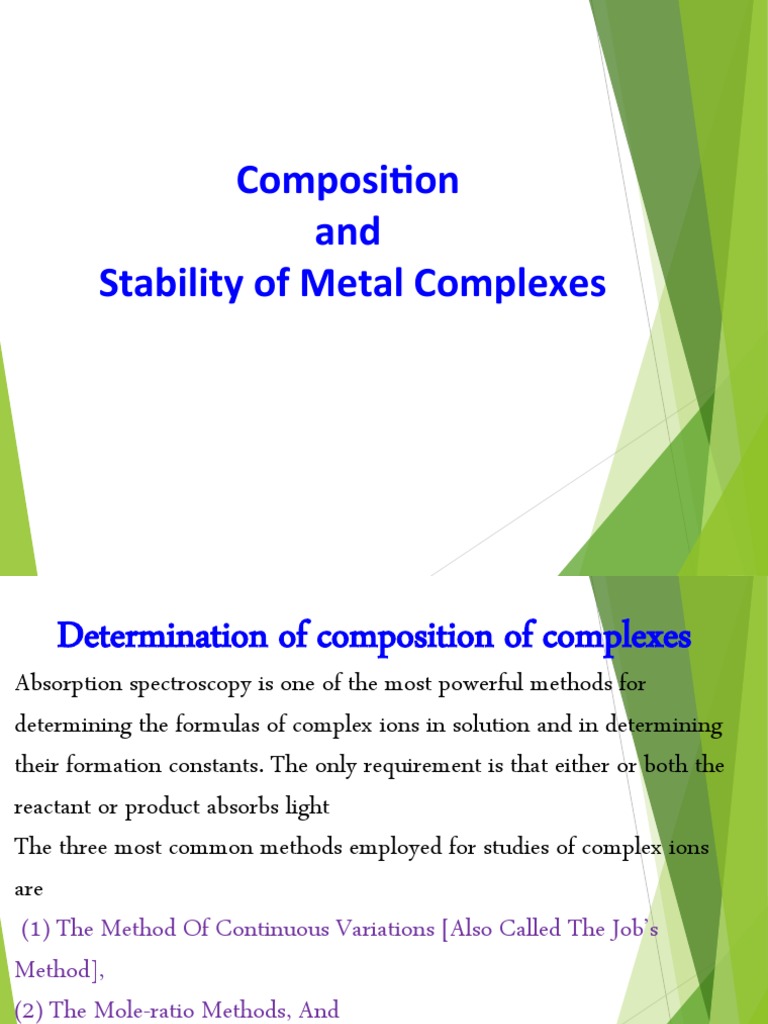 Composition & Stability Metal Complexes | PDF | Coordination Complex | Concentration