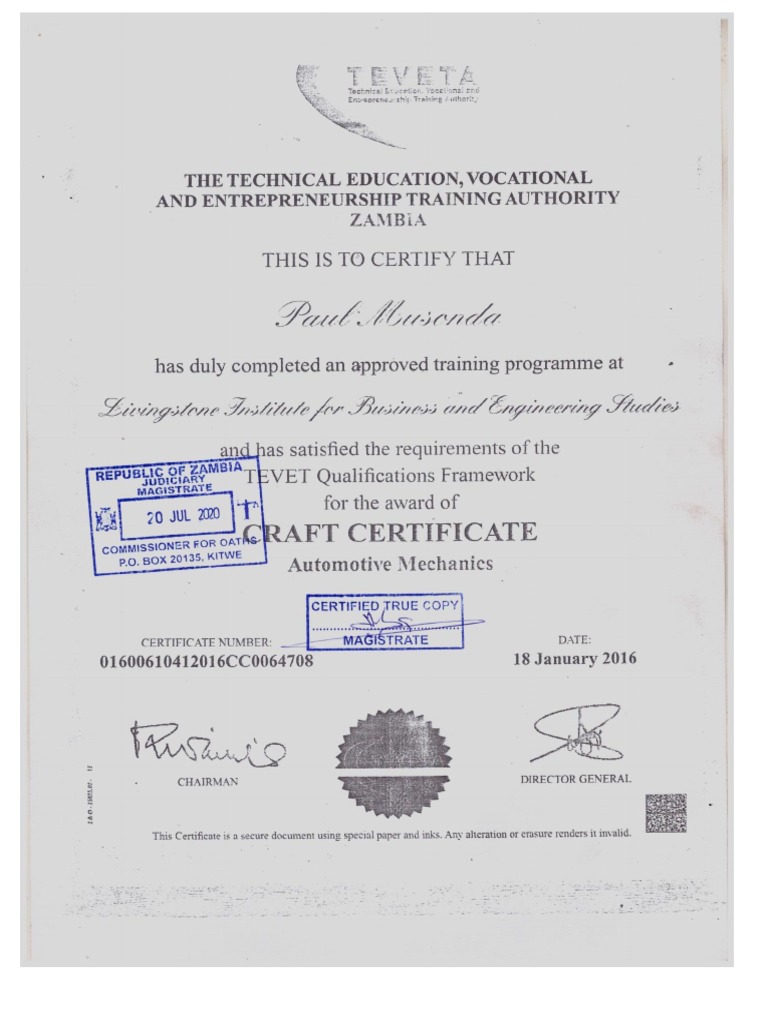 College Certificate | PDF