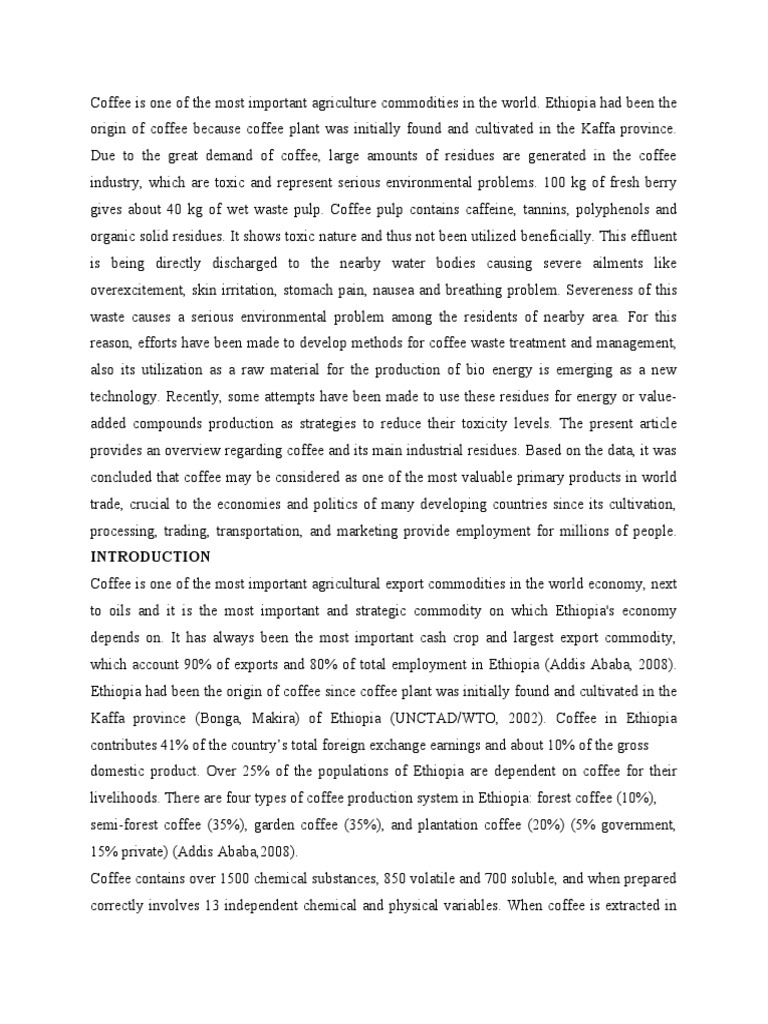 Coffee Is One of The Most Important Agriculture Commodities in The ...