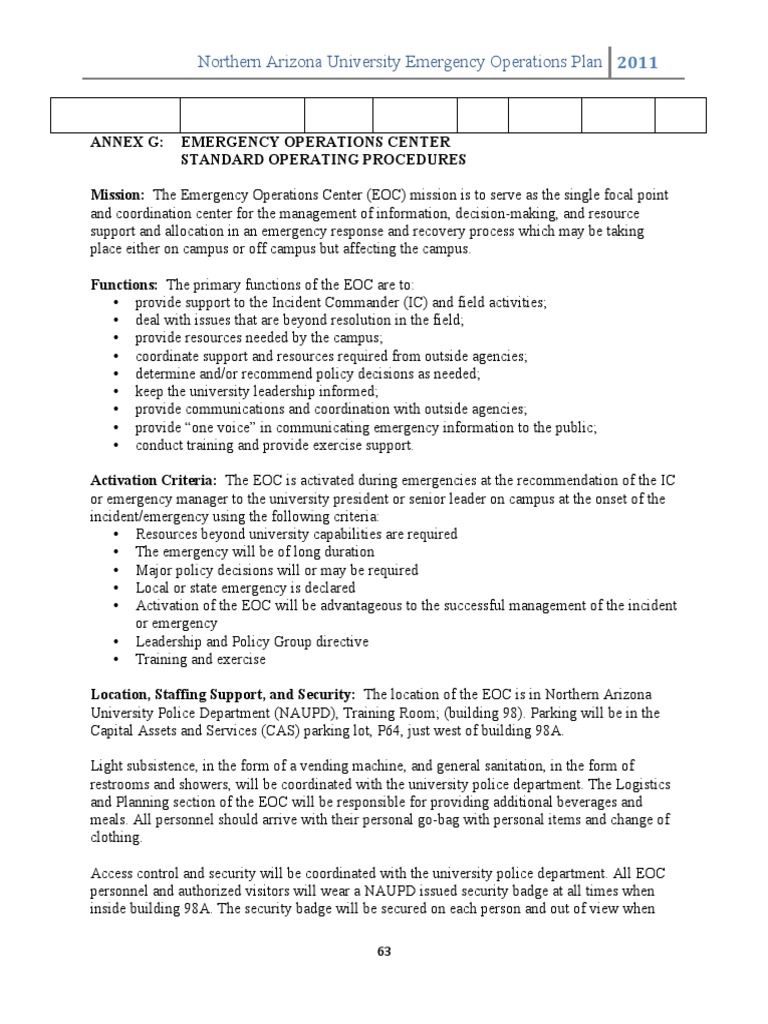 Emergency Operations Center Standard Operating Procedures | PDF | Emergency | Incident Command ...