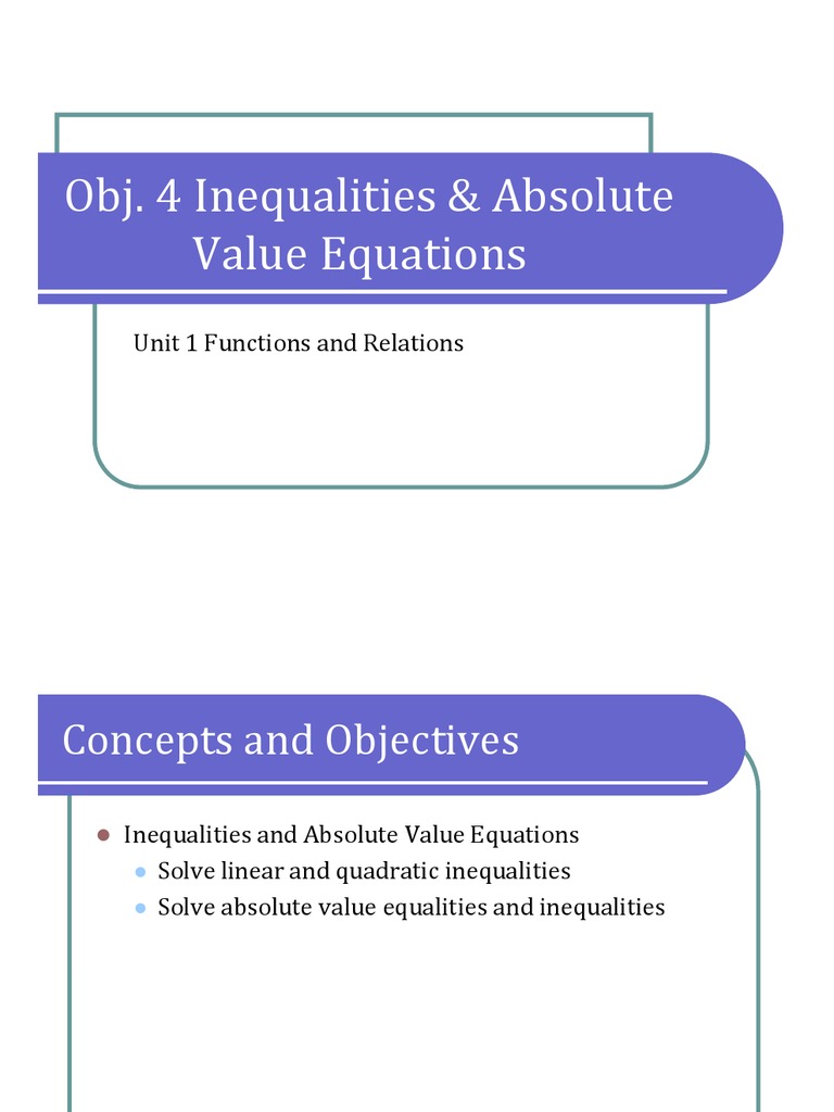 Inequalities and Absolute Value Solutions | PDF | Inequality ...