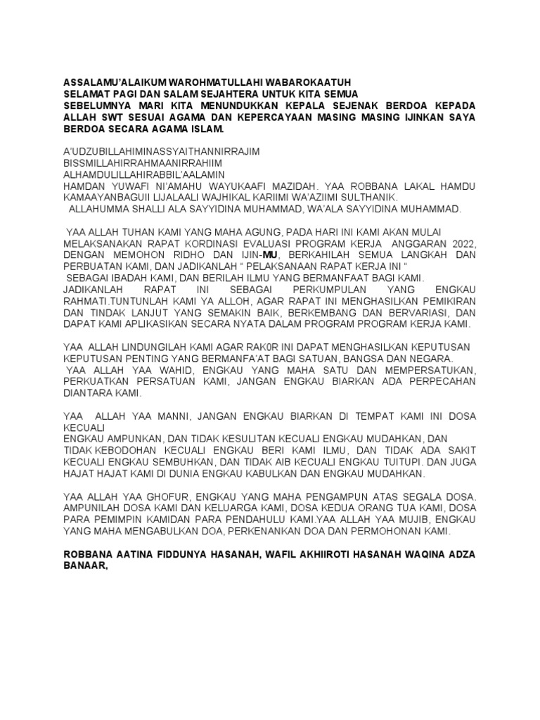 Doa Rakor Besok | PDF