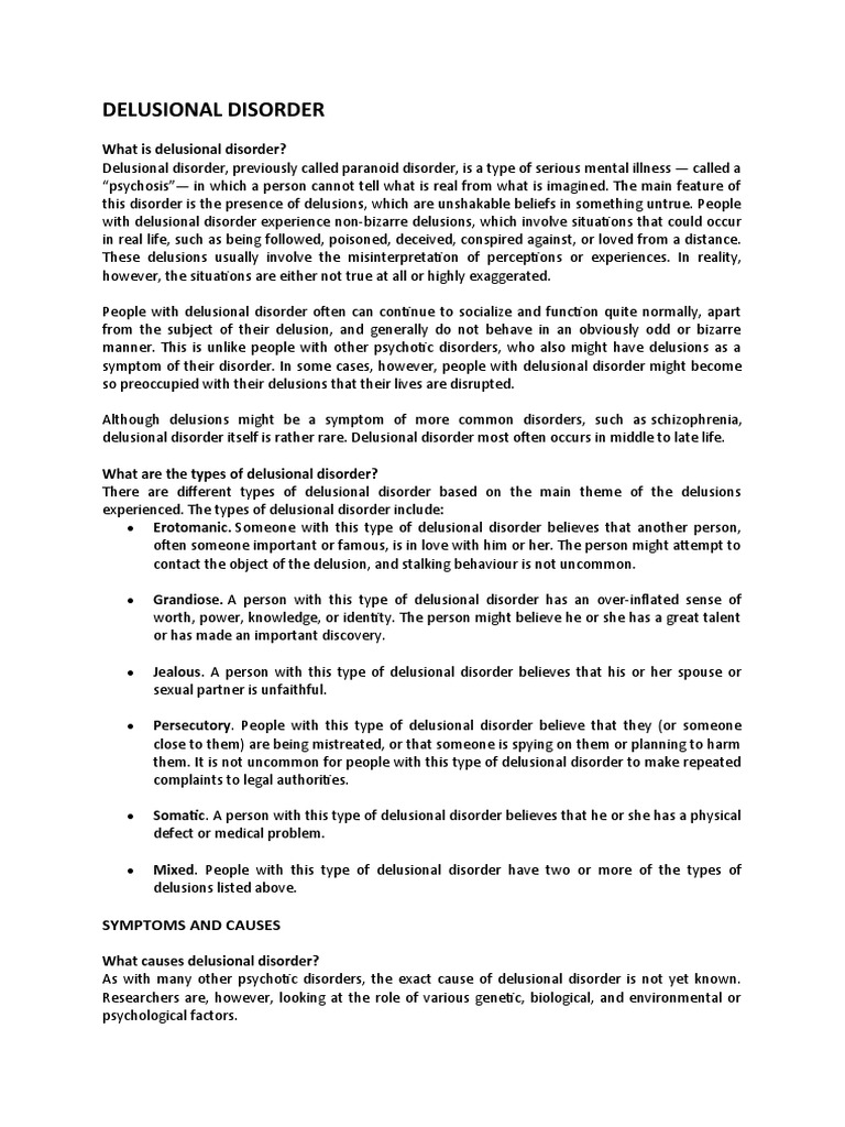 Delusional Disorder | PDF | Delusion | Mental Disorder