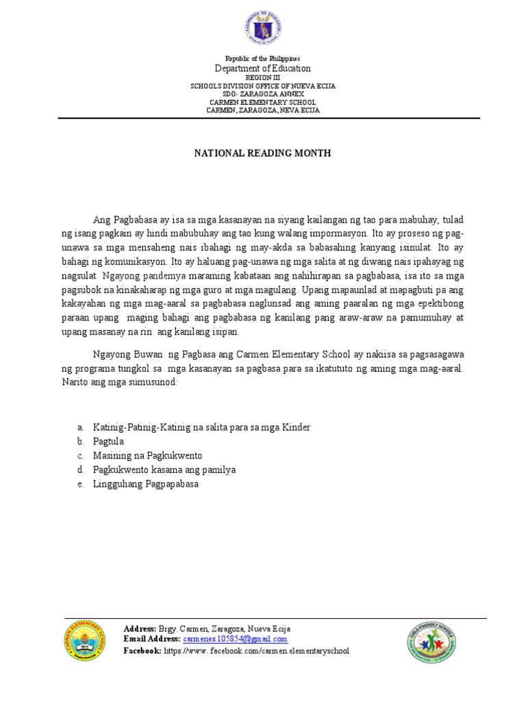 Ces National Reading Month 2021 | PDF