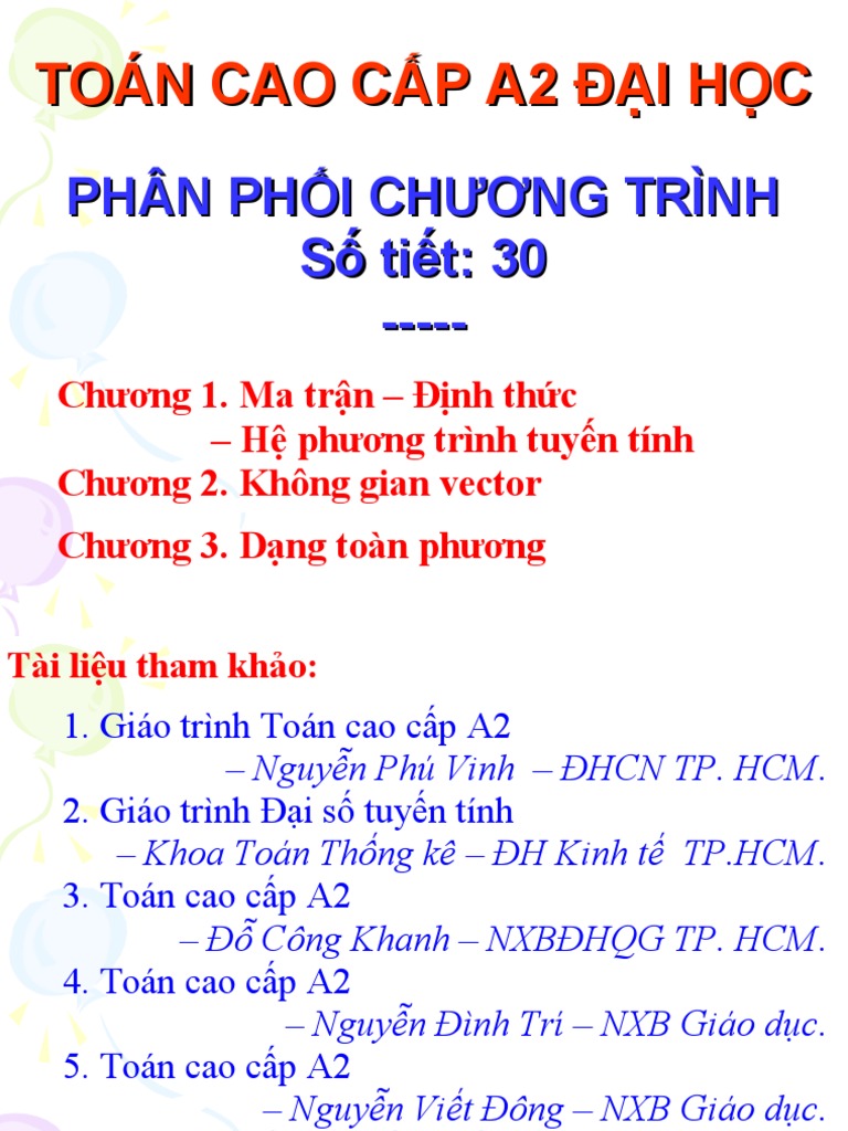 Giao Trinh Toan Cao Cap A2 | PDF