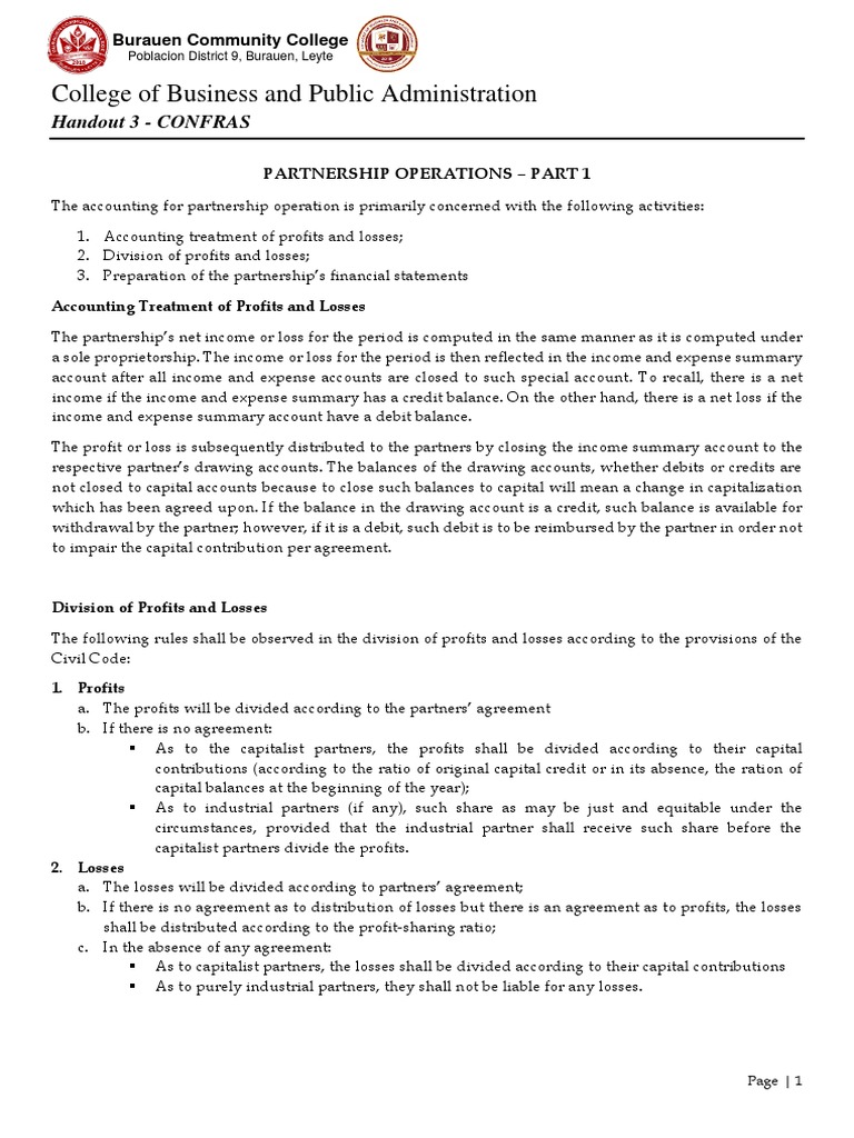 Partnership Operations P1 | PDF | Partnership | Income Statement