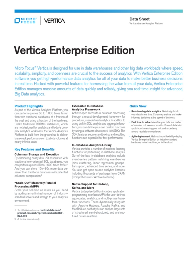 Vertica Enterprise Brief | PDF | Analytics | Apache Hadoop